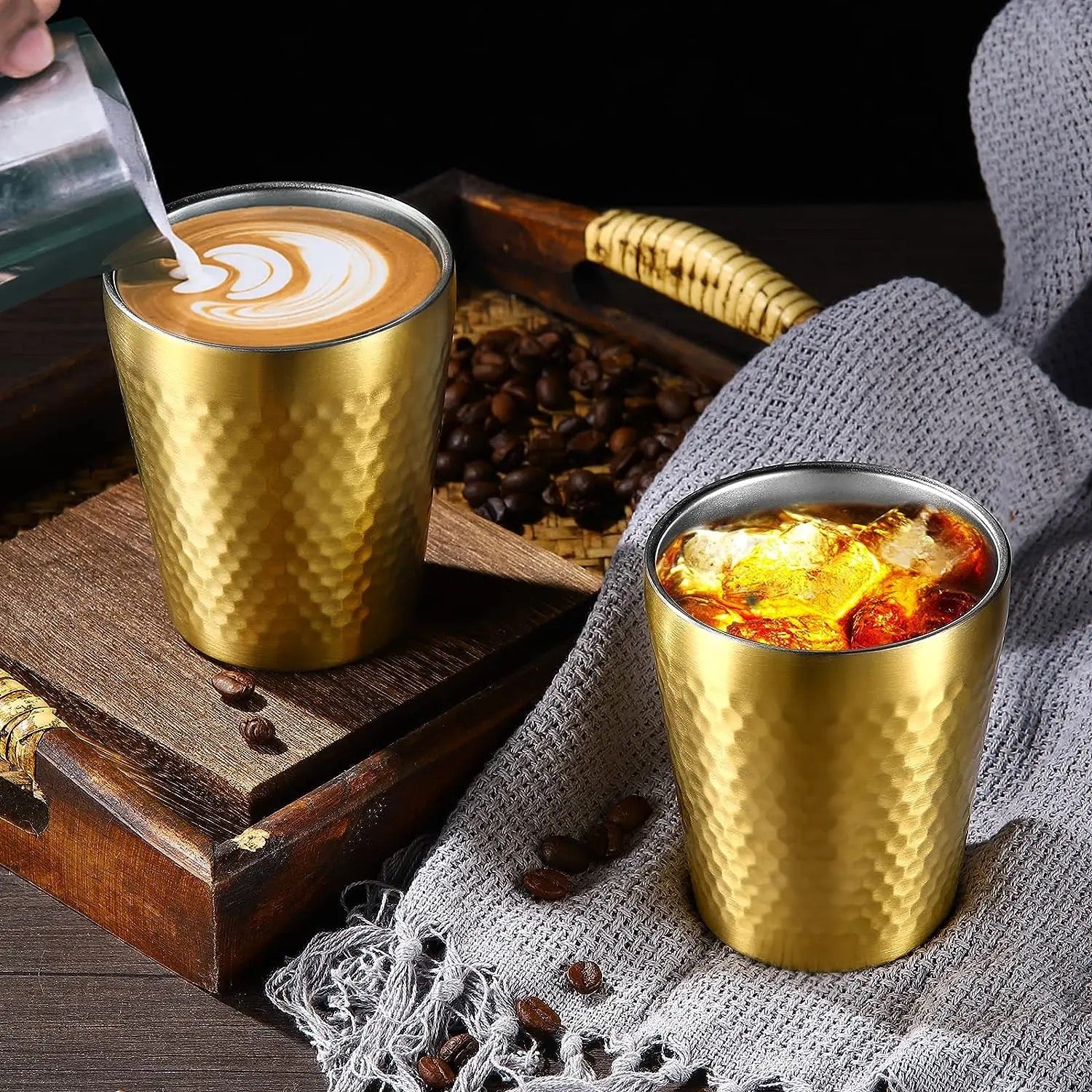 Hammered Gold Stainless Steel Kulhad- Set of 2 – Krishna HomeDecor