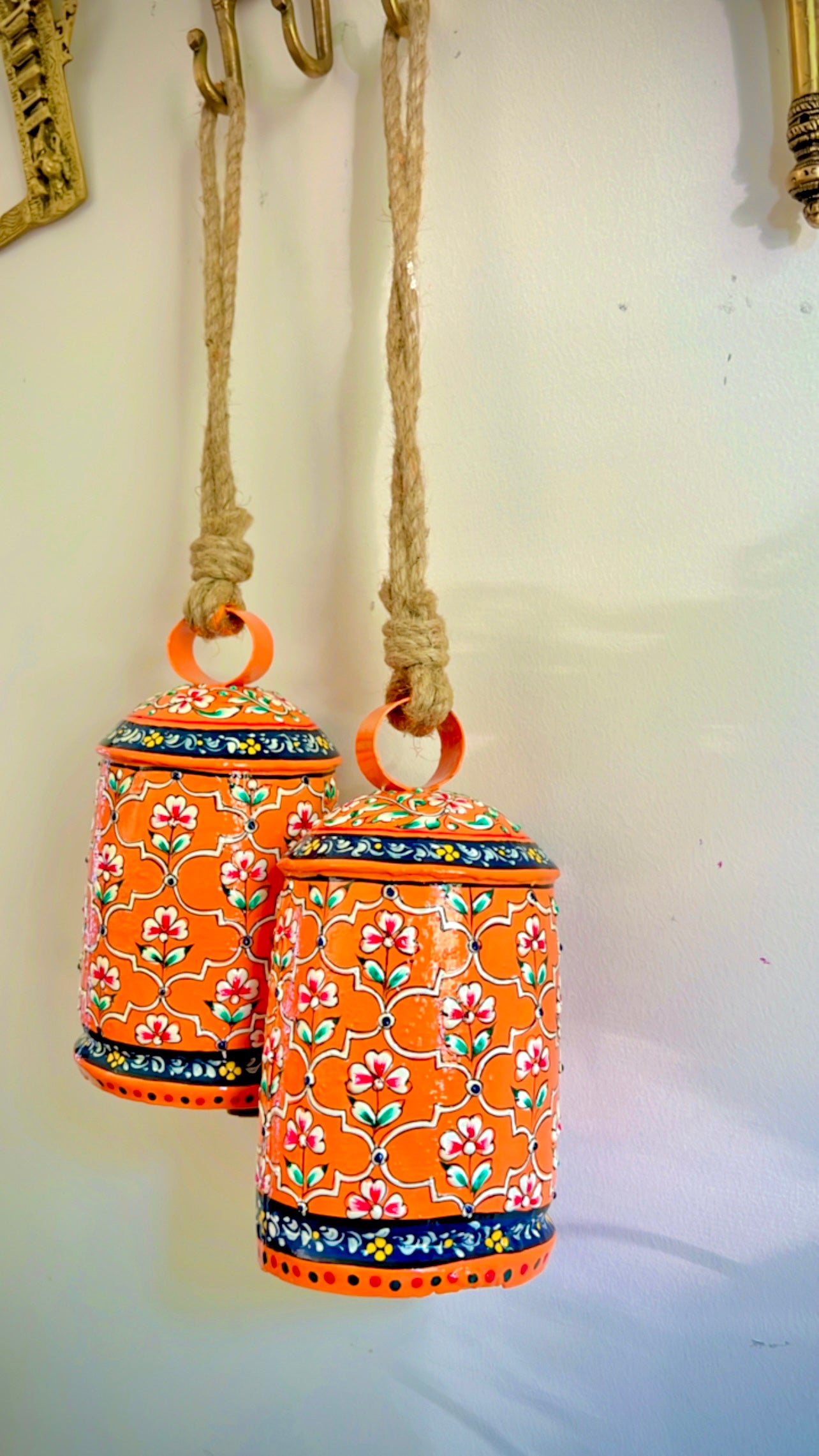 Hand Painted Cow Bells- Set of 2 – Krishna HomeDecor